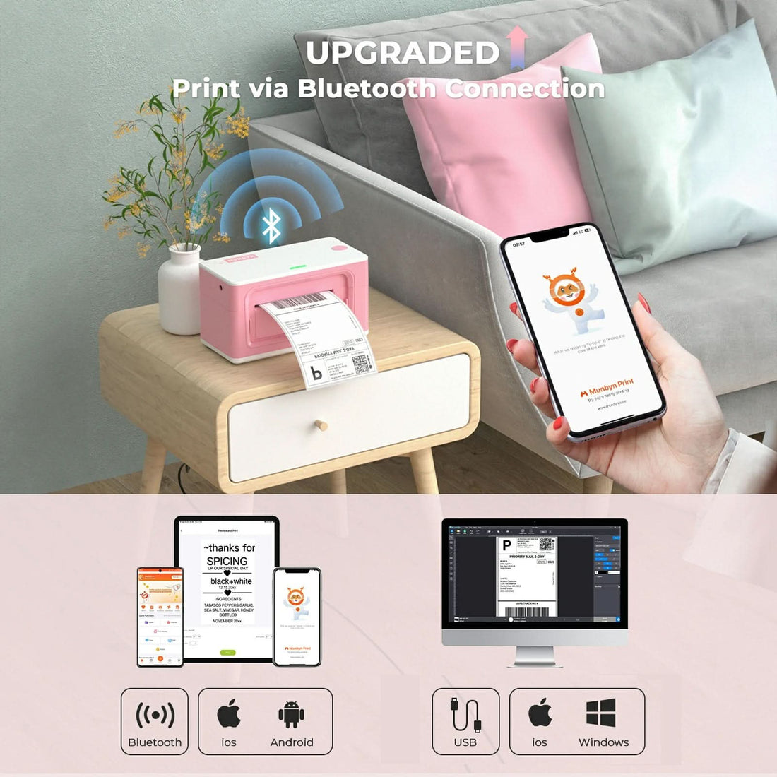 MUNBYN® RealWriter 941 Bluetooth Thermal Label Printer