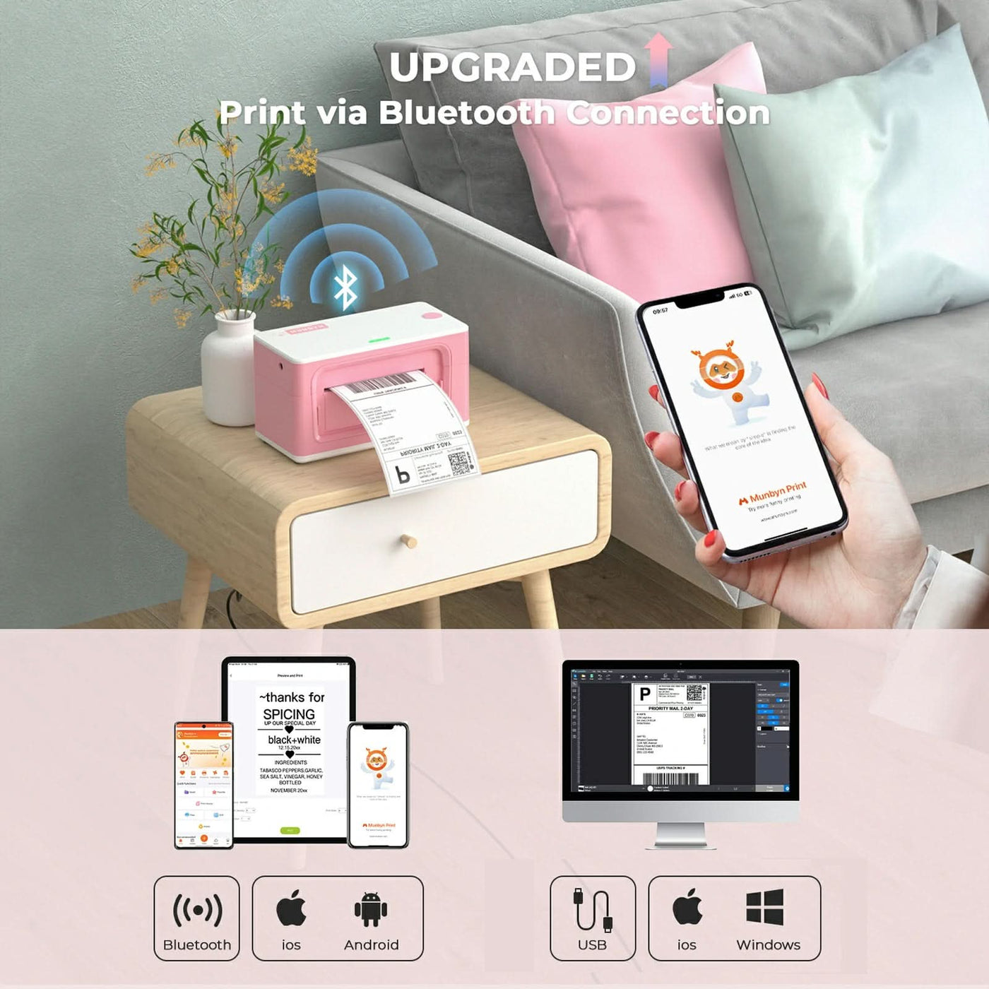 MUNBYN® RealWriter 941 Bluetooth Thermal Label Printer