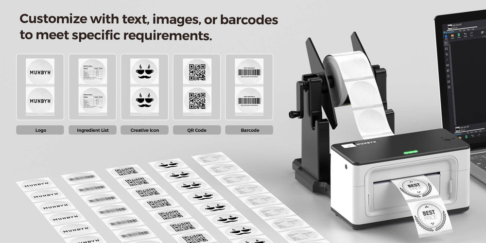 MUNBYN® 2" Silver Glitter Transparent Thermal Labels