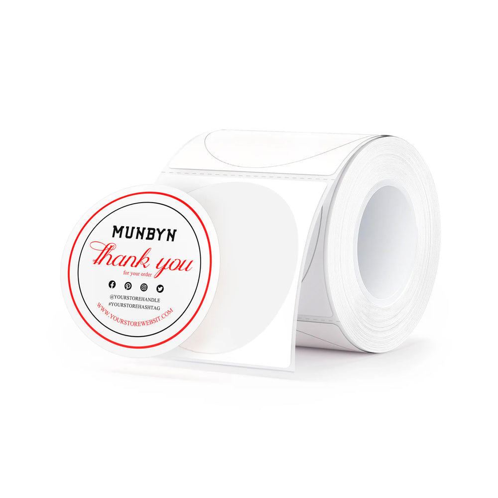 MUNBYN 2" Round Dual Color Thermal Labels Red Black 150/Roll