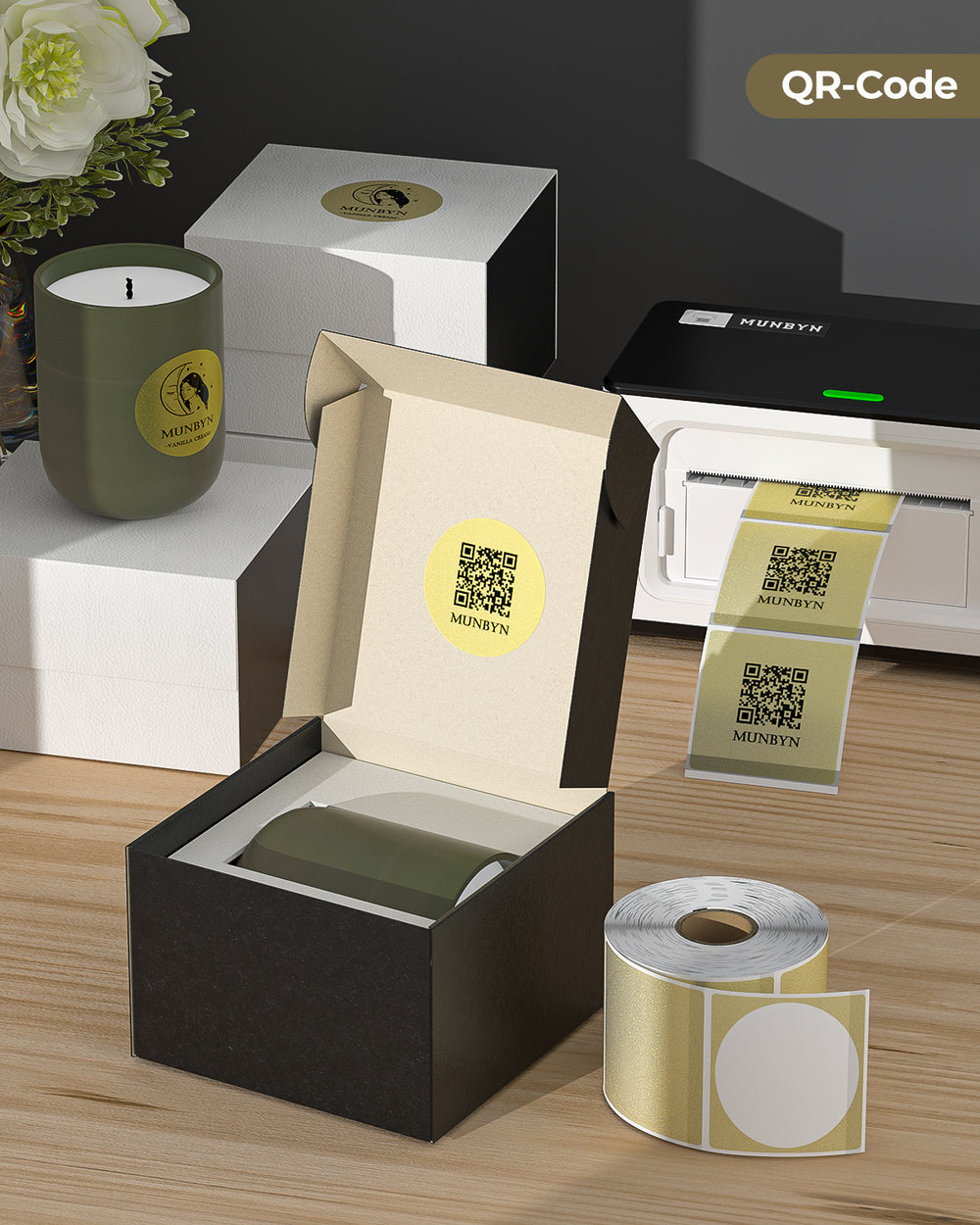 MUNBYN® 2" Gold Transparent Thermal Labels