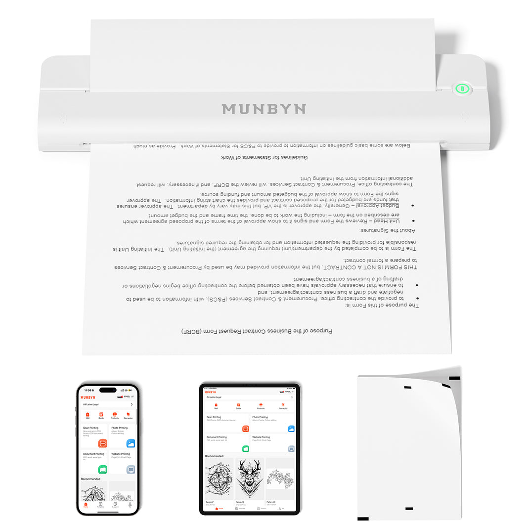 MUNBYN A4 Portable Inkless Printers – MUNBYN