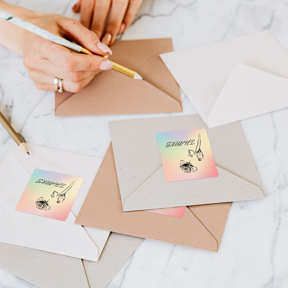 MUNBYN® Rainbow Square Thermal Sticker Labels